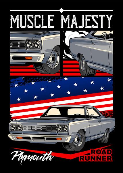Plymouth Road Runner Muscle Car by Adam Khabibi on canvas, poster ...