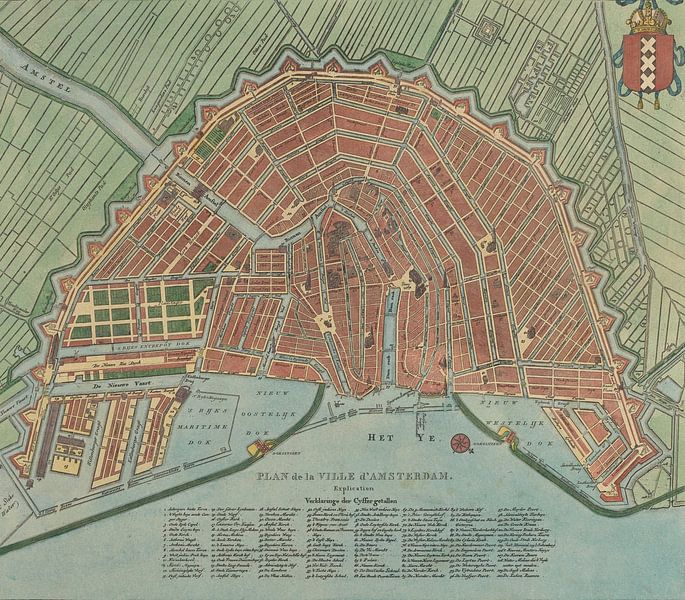 Plan de la ville d'Amsterdam. (Alter Stadtplan von Amsterdam) von Nederlands Erfgoed auf ...