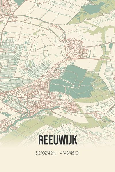 Vintage landkaart van Reeuwijk (Zuid-Holland) van MijnStadsPoster op ...