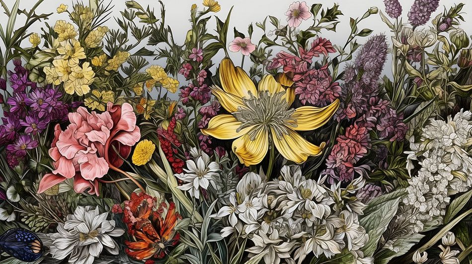 Betoverende, overwoekerde tuin van Felix Wiesner op canvas, behang en meer