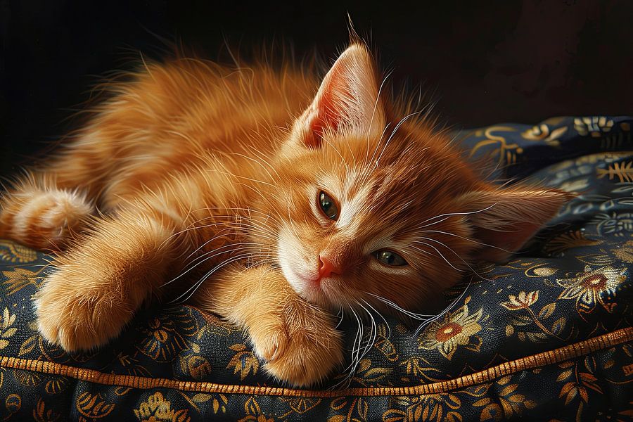 katten in en rondom huis van Egon Zitter op canvas, behang en meer