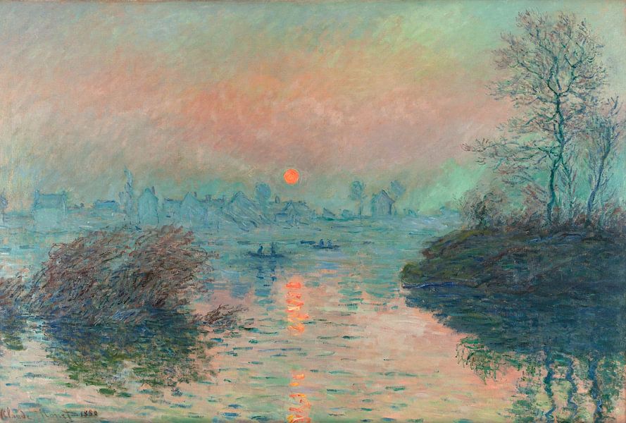 Zonsondergang op de Seine bij Lavacourt, Claude Monet op canvas, behang ...
