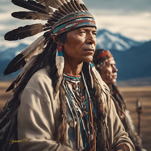 Realistic Native American Art 11 van Johanna's Art op canvas, behang en ...