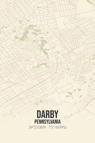 Vintage map of Darby (Pennsylvania), USA. by MyCityPoster on canvas ...