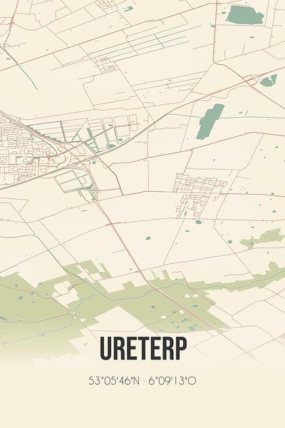 Vintage map of Ureterp (Fryslan) by MyCityPoster on canvas, poster ...