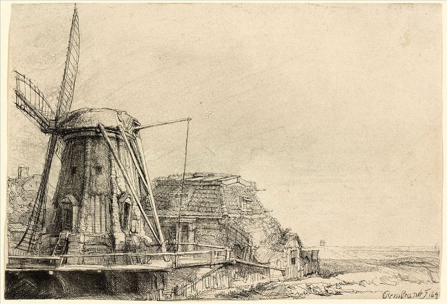 Rembrandt van Rijn, De Molen op canvas, behang, poster en meer Rembrandt van Rijn, De Molen op canvas, behang, poster en meer