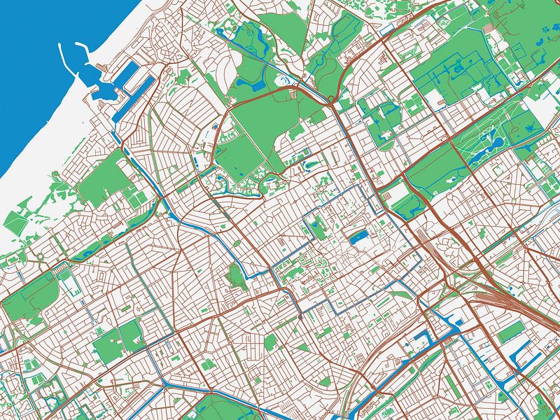 Kaart van Den Haag in de stijl Urban Ivory van Map Art Studio op canvas ...