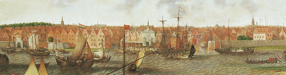 Gezicht op Dordrecht vanuit de monding van de Noord, Adam Willaerts op canvas, behang, poster en ...