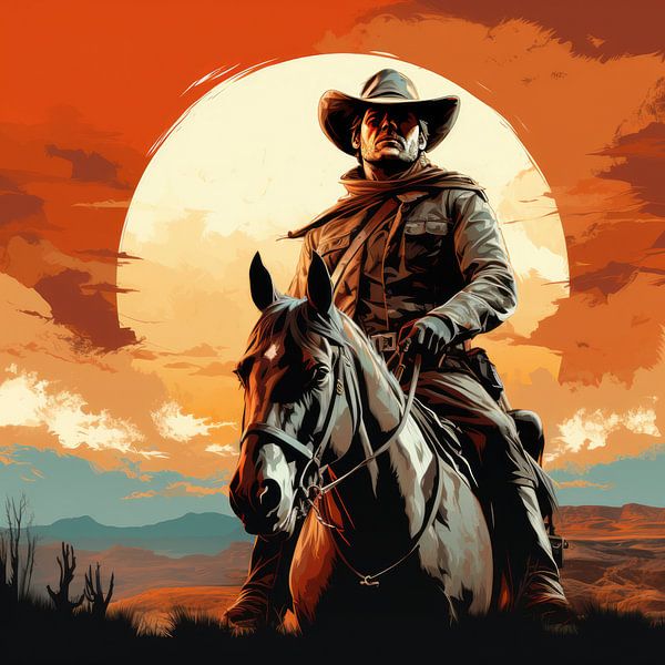Cowboy Pop Art Western Wild West by Niklas Maximilian on canvas, poster ...