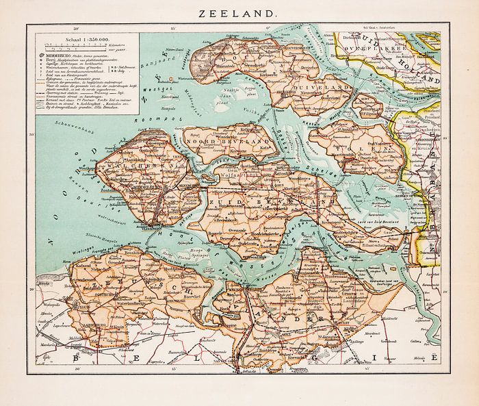 Noordzee, zeekaart. Vintage kaart ca. 1900 van Studio Wunderkammer op ...