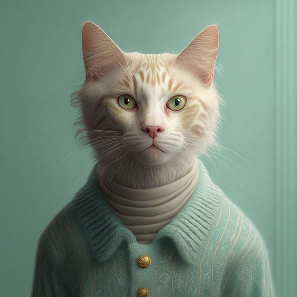 Cool cat, wit met rode kater in matte kleuren van Studio Allee op ...