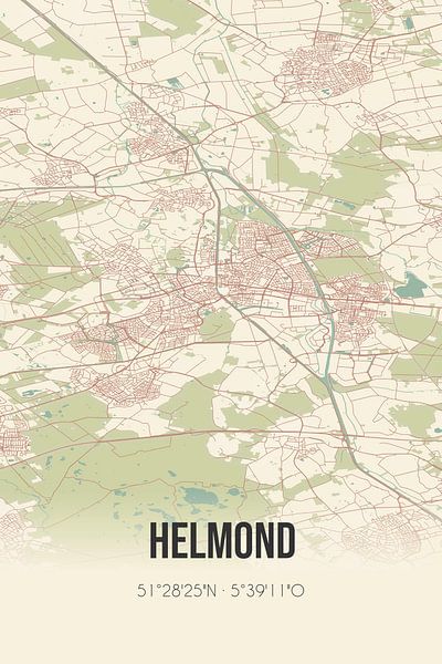 Vintage map of Helmond (North Brabant). by MyCityPoster on canvas ...