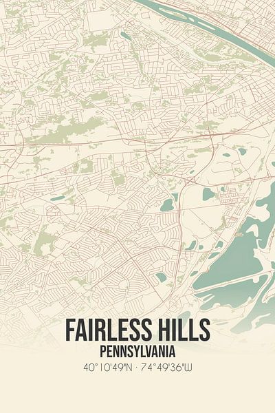 Vintage map of Fairless Hills (Pennsylvania), USA. by MyCityPoster on ...