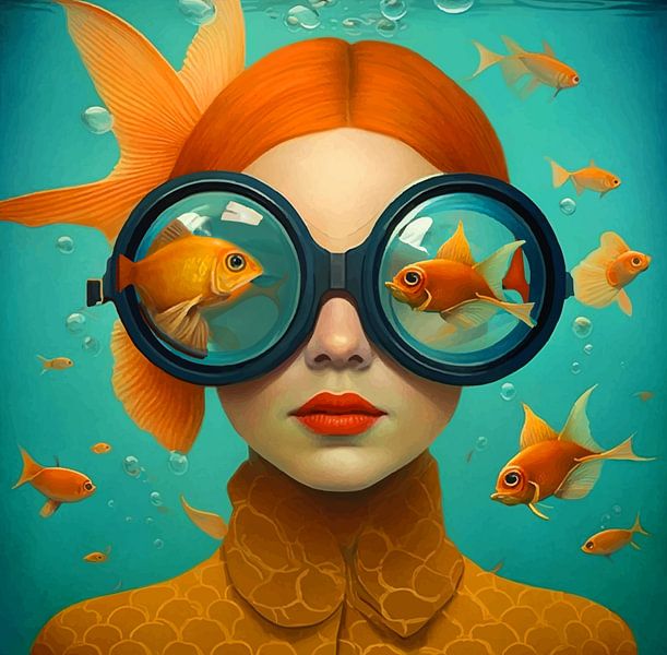 Underwater friends van Mirjam Duizendstra op canvas, behang en meer