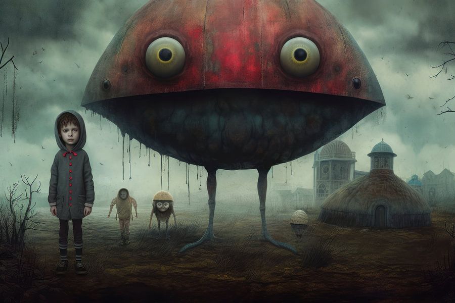 Vreemd sprookjesachtig alien landschap met bijzondere wezens van Art ...