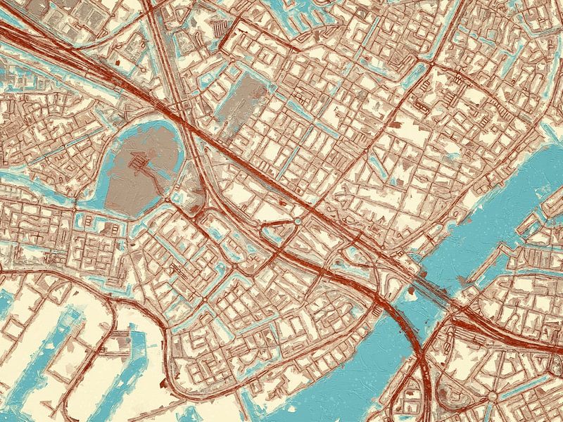 Kaart van Zwijndrecht in de stijl Blauw & Crème van Map Art Studio op canvas, behang en meer