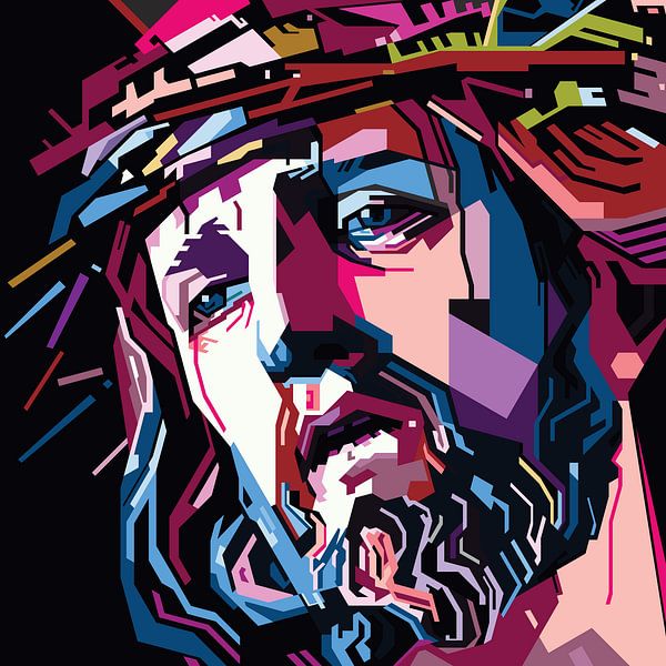 Jesus in Pop Art WPAP by SW Artwork on canvas, poster, wallpaper and more