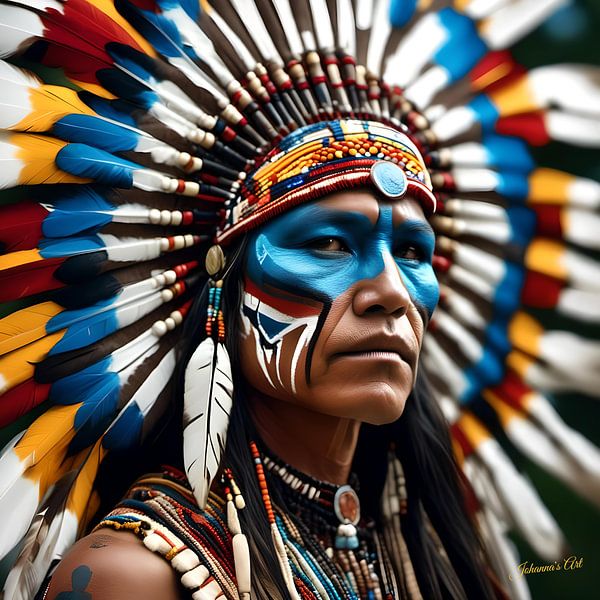 Realistic Native American Art 16 van Johanna's Art op canvas, behang en ...
