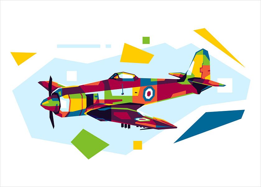 Hawker Sea Fury in WPAP Illustratie van Lintang Wicaksono op canvas ...
