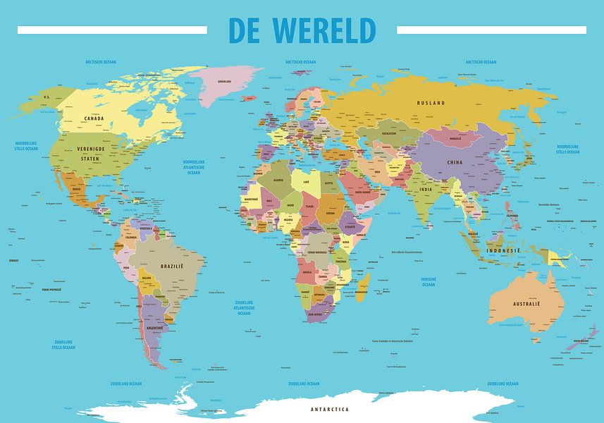 Map of the World Dutch speaking by JW Does on canvas, poster, wallpaper ...