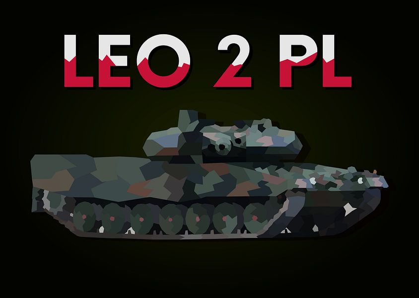 Leopard 2PL Low Poly Art Tank van Maldure - op canvas, behang en meer