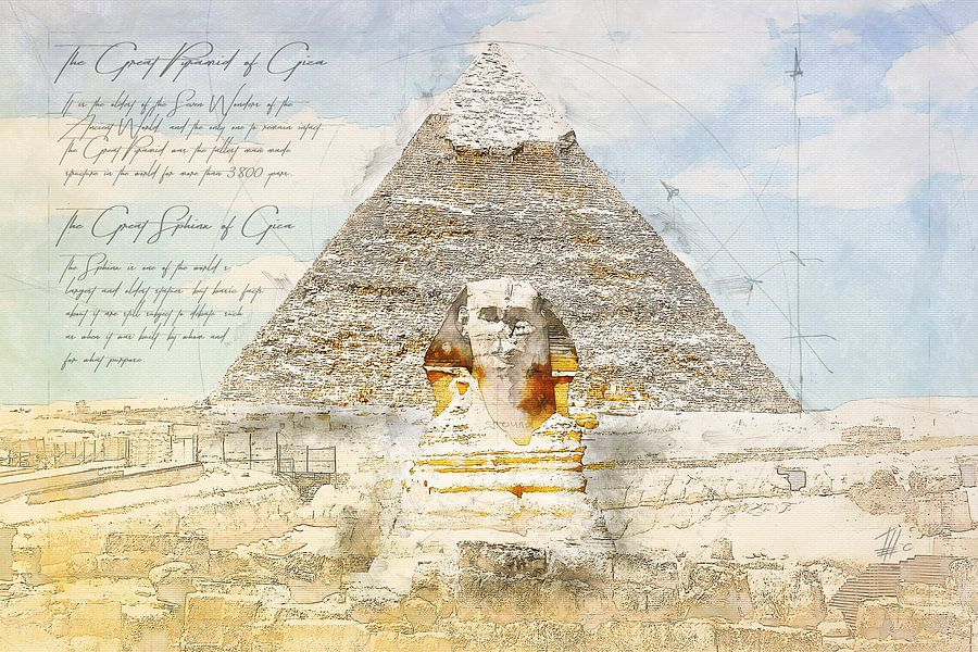 Grote Sfinx van Gizeh + Sfinx, Egypte van Theodor Decker op canvas ...