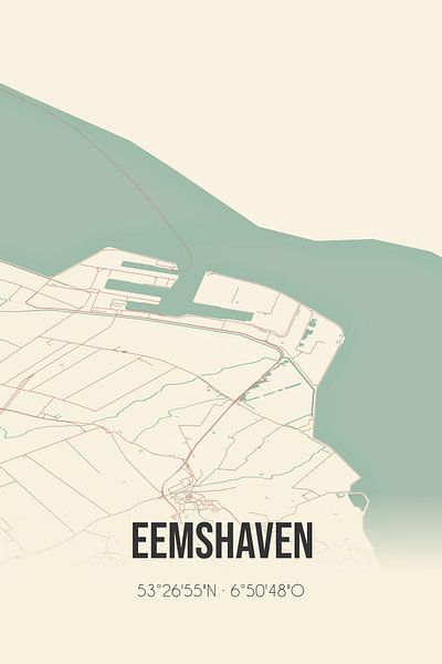 Vintage map of Eemshaven (Groningen) by MyCityPoster on canvas, poster ...