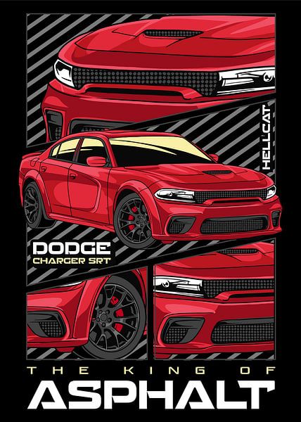 Dodge Charger SRT Hellcat Car by Adam Khabibi on canvas, poster ...