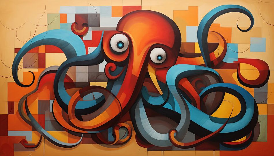 Abstract octopus cubism panorama by TheXclusive Art on canvas, poster ...