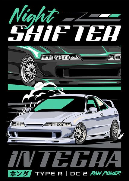 Honda Integra Type R DC2 JDM Car by Adam Khabibi on canvas, poster ...