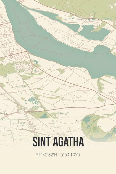 Vintage map of St. Agatha (North Brabant) by MyCityPoster on canvas ...