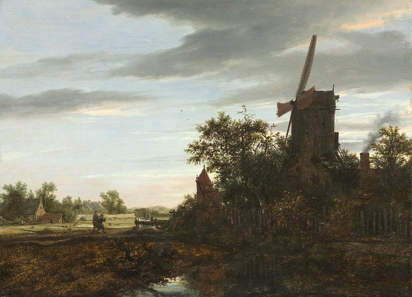 Paysage avec un moulin à vent, Jacob van Ruisdael | Art Heroes