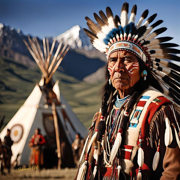 Realistic Native American Art 26 van Johanna's Art op canvas, behang en ...