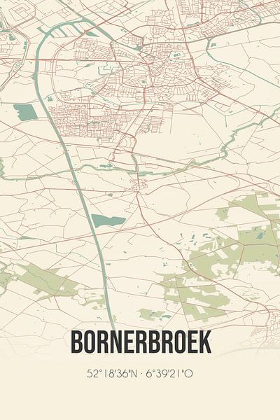 Vintage map of Bornerbroek (Overijssel) by MyCityPoster on canvas ...