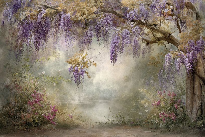 Wisteria Aan Het Water - Zachte Lentedroom van Joriali Fine Art op ...