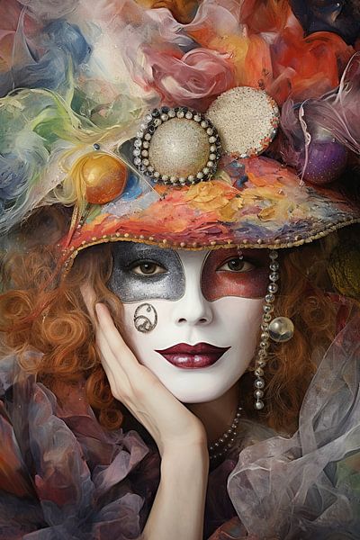 Disguise | Carnival Portrait by Eye catching paintings on canvas ...