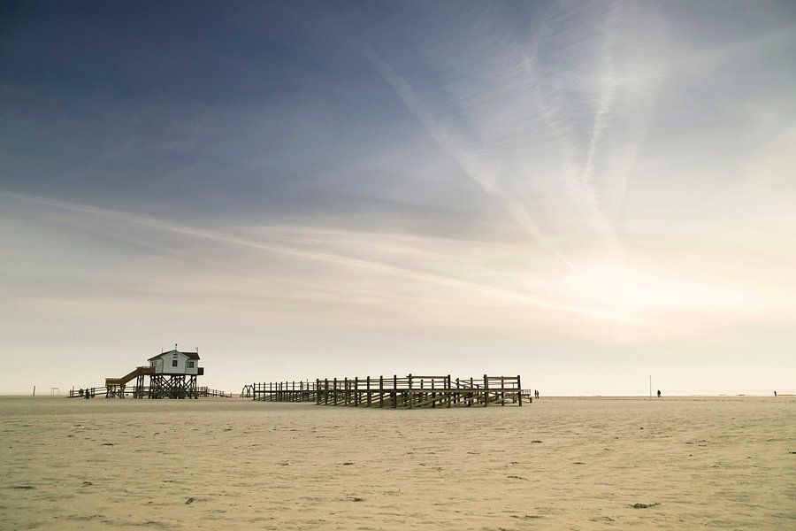 Op het strand van Sankt Peter-Ording van Annette Sturm op canvas ...