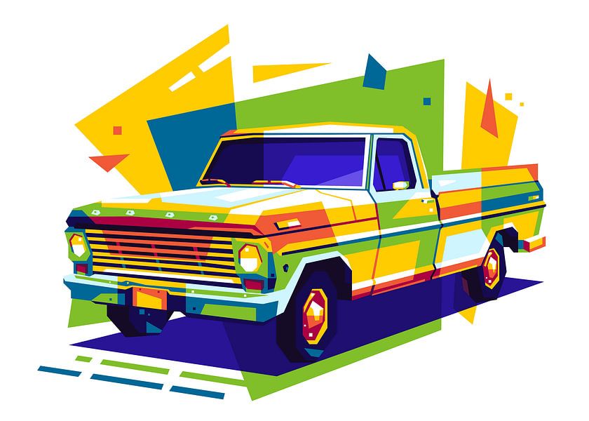 Ford F100 Ranger in WPAP van Lintang Wicaksono op canvas, behang en meer