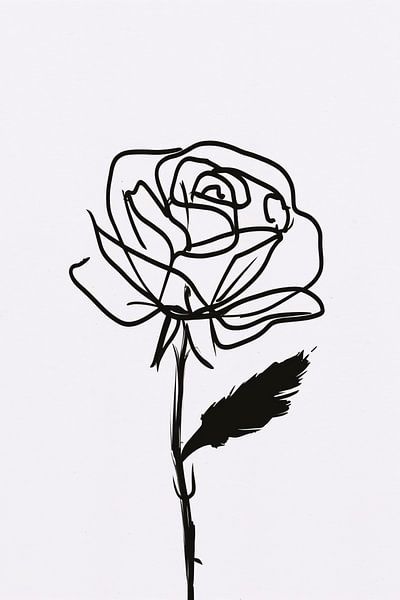 Graffiti Roos Tekening Botanisch Tekening Iine Kunst Met Roos Bloem.