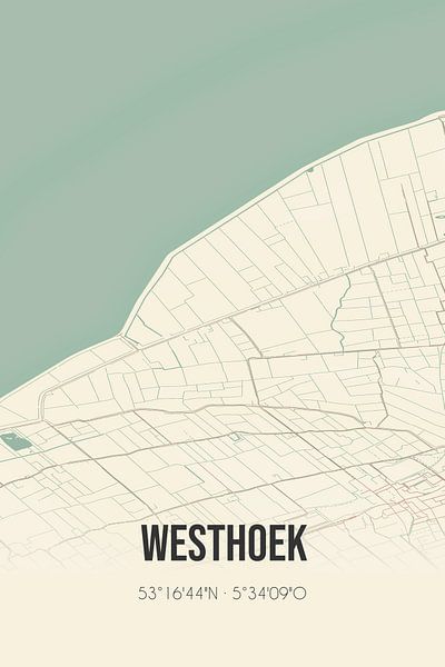 Vintage map of Westhoek (Fryslan) by MyCityPoster on canvas, poster ...