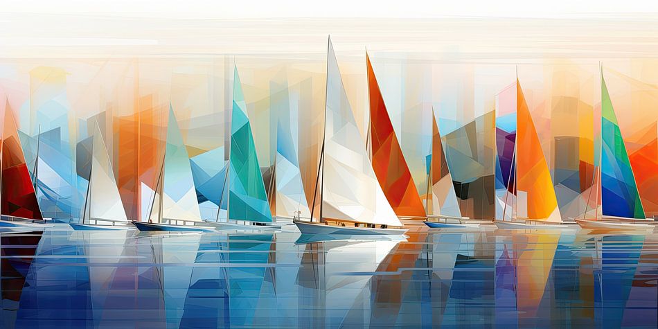 Zeilboten abstract van Imagine op canvas, behang en meer