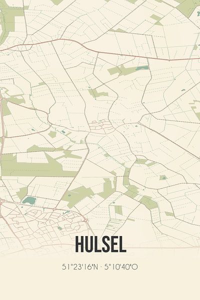 Vintage map of Hulsel (North Brabant) by MyCityPoster on canvas, poster ...